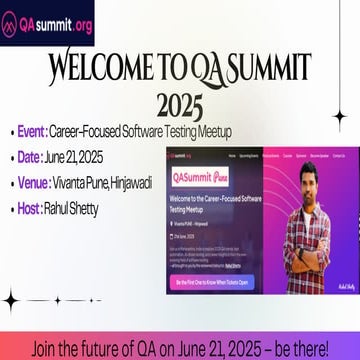 Welcome to QA Summit 2025. | PDF