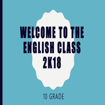Welcome to the english class | PPTX