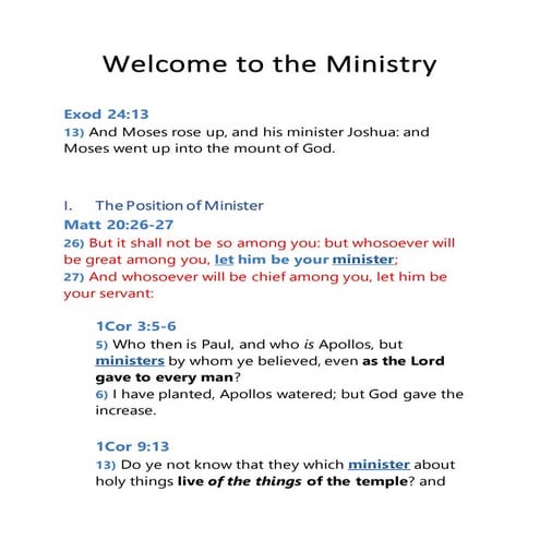 Welcome to the Ministry | DOCX