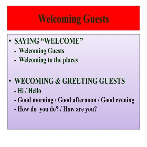 Welcoming guests | PPTX