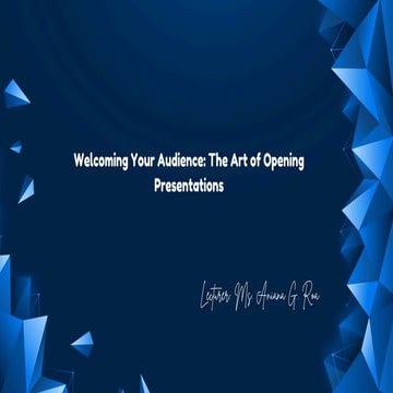 Welcoming Your Audience The Art of Open | PDF