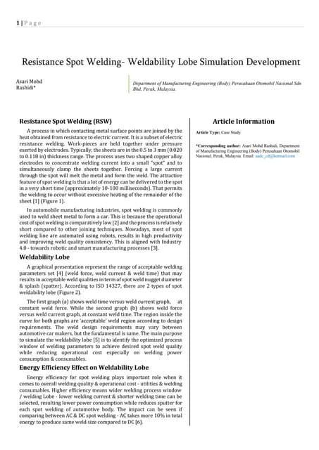 Spot welding basic parameters setting - basic calculations / equations | PDF