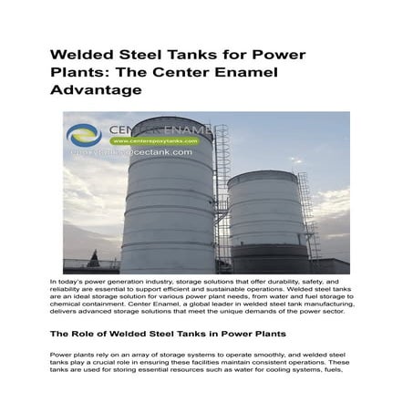 Welded Steel Tanks for Power Plants_ The Center Enamel Advantage.docx