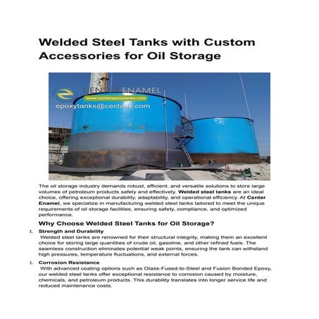 Welded Steel Tanks Practical Storage for Used Motor Oil.docx