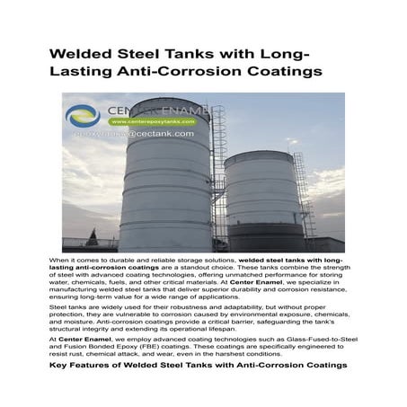 Welded Steel Storage Tanks for Above Ground Water Storage.docx
