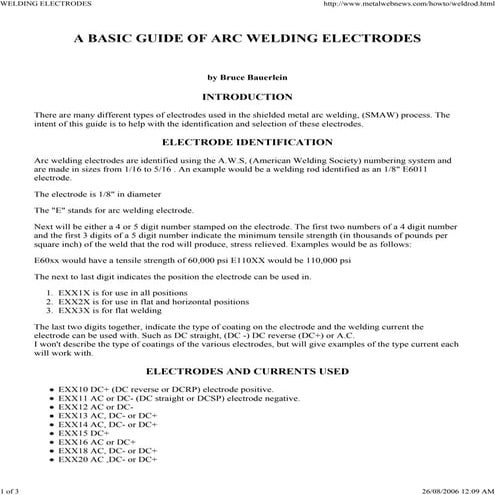 Welding basic guide for arc welding electrodes | PDF
