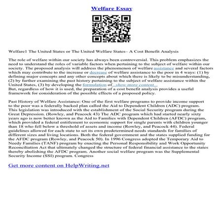 Welfare Essay | PDF