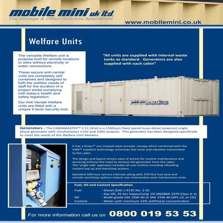 Welfare Unit Product Card | PDF