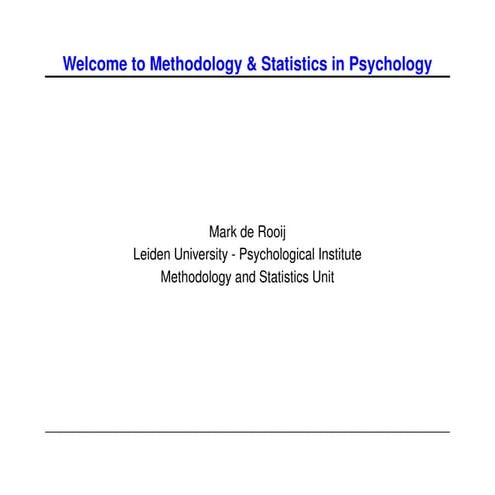 Master Methodology & Statistics Psychology | PPT