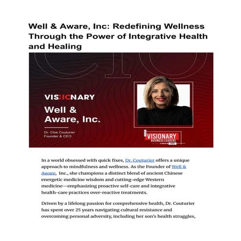Well & Aware, Inc_ Redefining Wellness Through the Power of Integrative ...