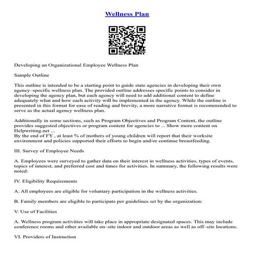 Wellness Plan | PDF