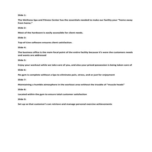 Wellness Spa & Fitness Center Script | DOCX