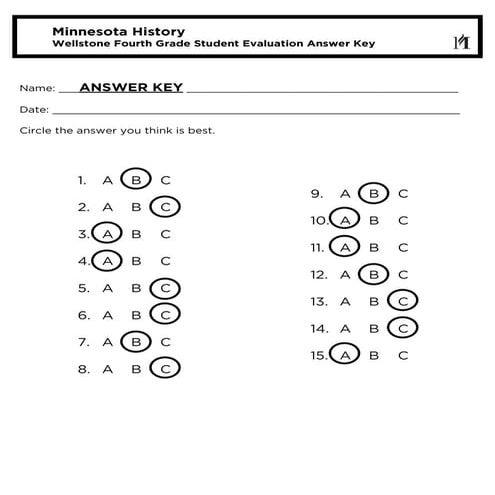 Wellstone 3rd Grade Answer Sheet | PDF
