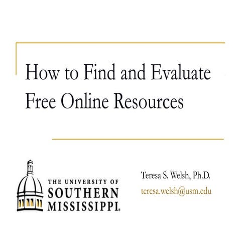 How to Find and Evaluate Free Online Resources | PPT