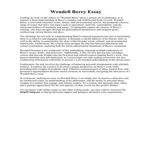 Wendell Berry Essay | PDF
