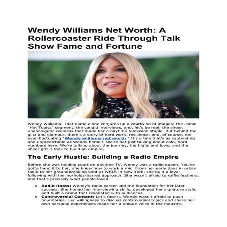 Wendy Williams Net Worth_ A Rollercoaster Ride Through Talk Show Fame ...