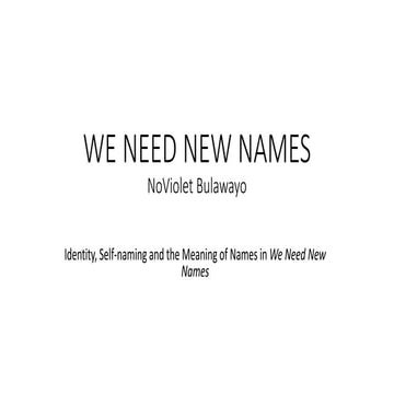 We Need New Names - NoViolet Bulawayo | PDF