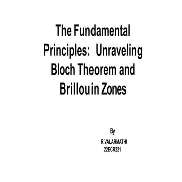 Bloch Theorem Bloch Theorem Solutions, Condensed Matter Physics Basics