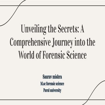 Comprehensive Journey Into The World Of Forensic Science Pdf