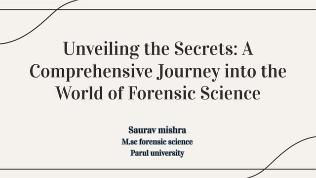 Comprehensive Journey Into The World Of Forensic Science Pdf
