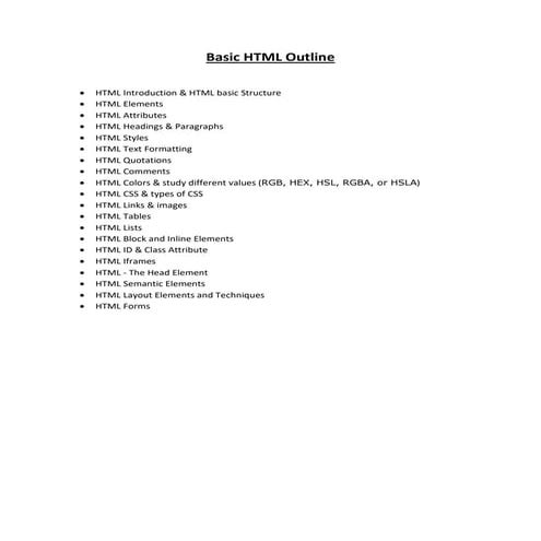 HTML_Outline for beginners in software engineering | PDF