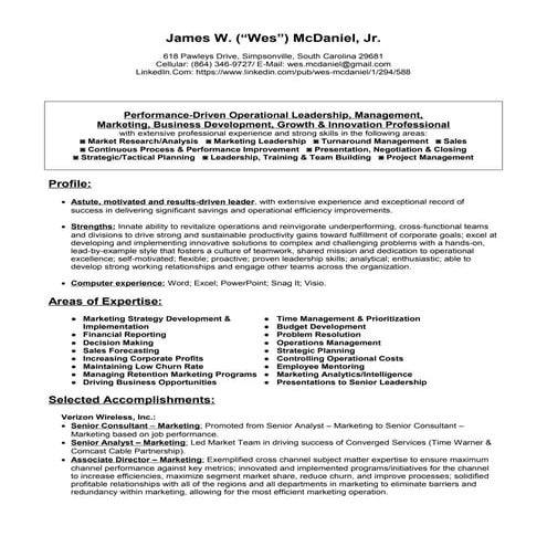 Wes McDaniel Resume | DOC