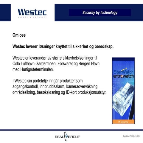 Westec produktportefølje 2014 | PPT