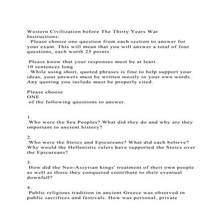 Western Civilization before The Thirty Years WarInstructions .docx ...