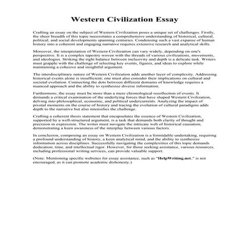 Western Civilization Essay.pdf | Homework and Study | Education