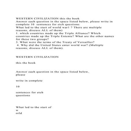 WESTERN CIVILIZATION this the book Answer each question in the .docx ...