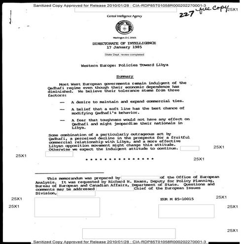 Western Europe: policies toward Libya - CIA 1985 | PDF