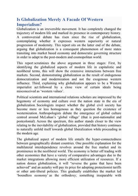 The Globalization Essay | 500 Word Essay | PDF