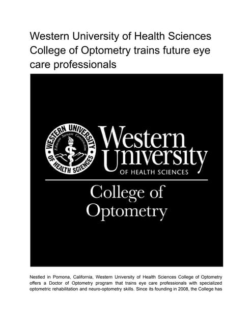 Western University Of Health Sciences College Of Optometry presentations