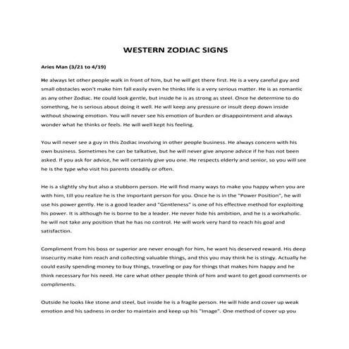 Western zodiac signs | DOCX