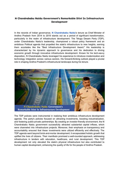 N Chandrababu Naidu's Digital Governance Revolution in Andhra Pradesh | DOCX