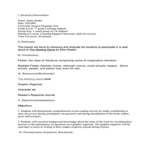 Westing game intro literature unit | DOC