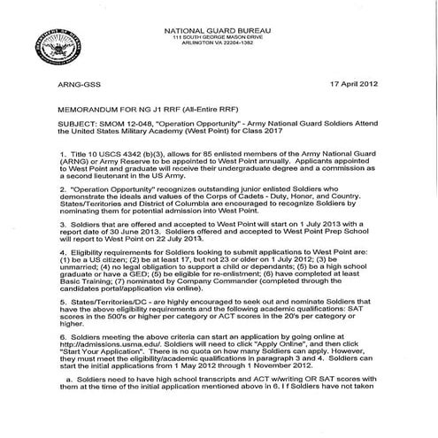 West Point memo | PDF