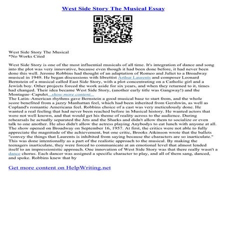 West Side Story The Musical Essay | PDF | Classical Music | Music