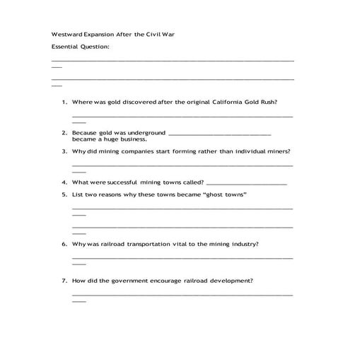 Westward expansion after the civil war | DOCX