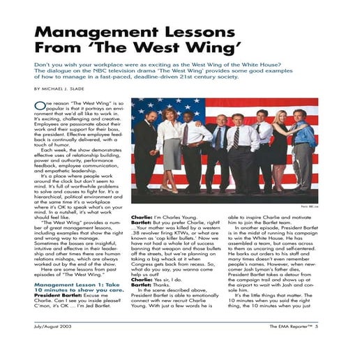 West Wing Management Lessons article | PDF