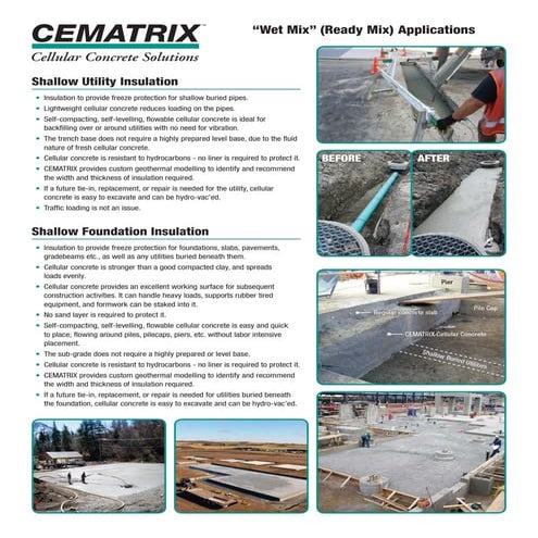 CEMATRIX Cellular Concrete - Wet Mix (Ready Mix) Applications | PDF