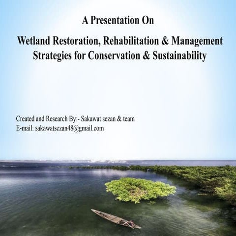 Wetland Restoration, Rehabilitation & Management Strategies for ...