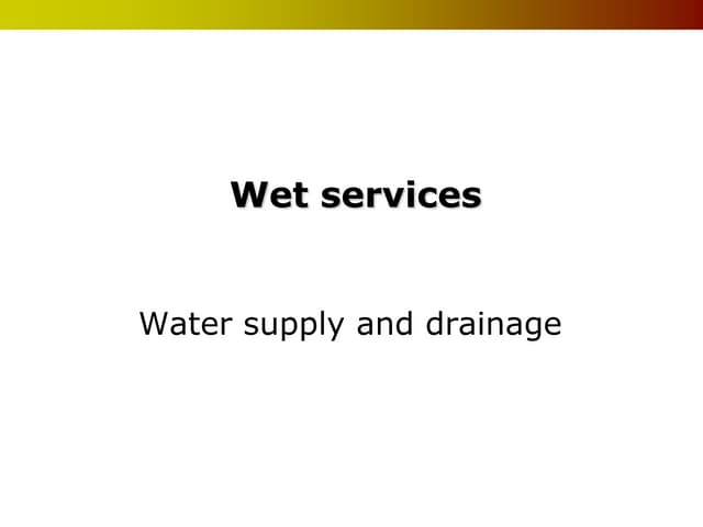 Water distribution system _ Building Utilities - Plumbing and ...PPT-BU ...