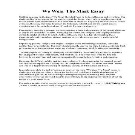 We Wear The Mask Essay | PDF