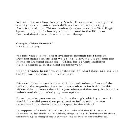 We will discuss how to apply Model II values within a global soc | PDF