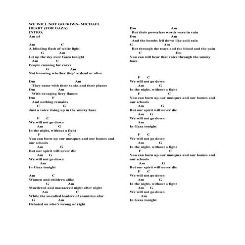 lirik we will not go down (gaza) | DOCX