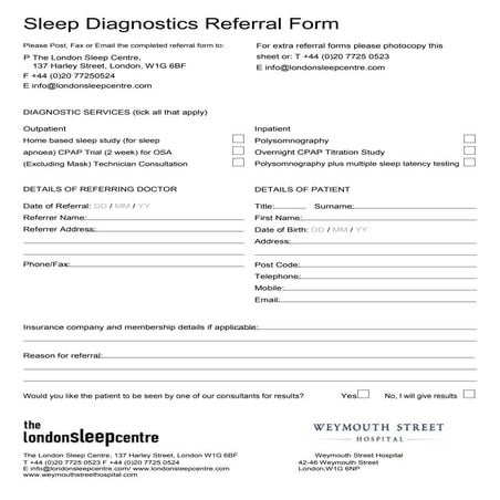 Weymouth sleep centre referral form | DOCX