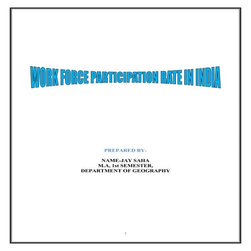 Work Force Participation Rate in India | PDF