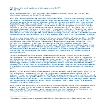 Wfs talk top 5 systemic challenges | PDF | Commodities | Economy