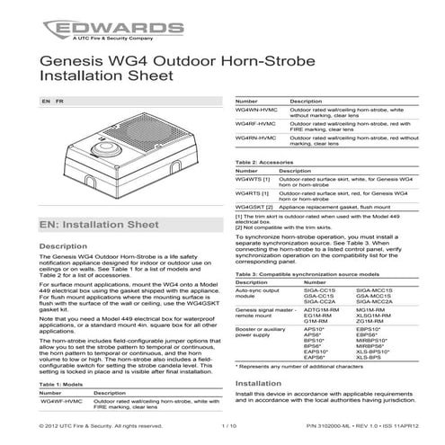 Edwards Signaling G4LFRF-HVM Installation Manual | PDF